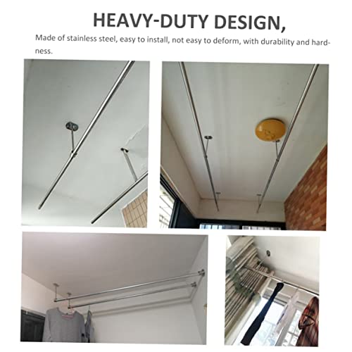 SHOWERORO 2pcs Pole Crane Ceiling Curtain Rod Armoire Wardrobe Closet Tension Rod Shelf Shower Tension Rods Closet Pole Closet Rod Support Shower Curtain Rod Support Clothes Rod Socket Pole