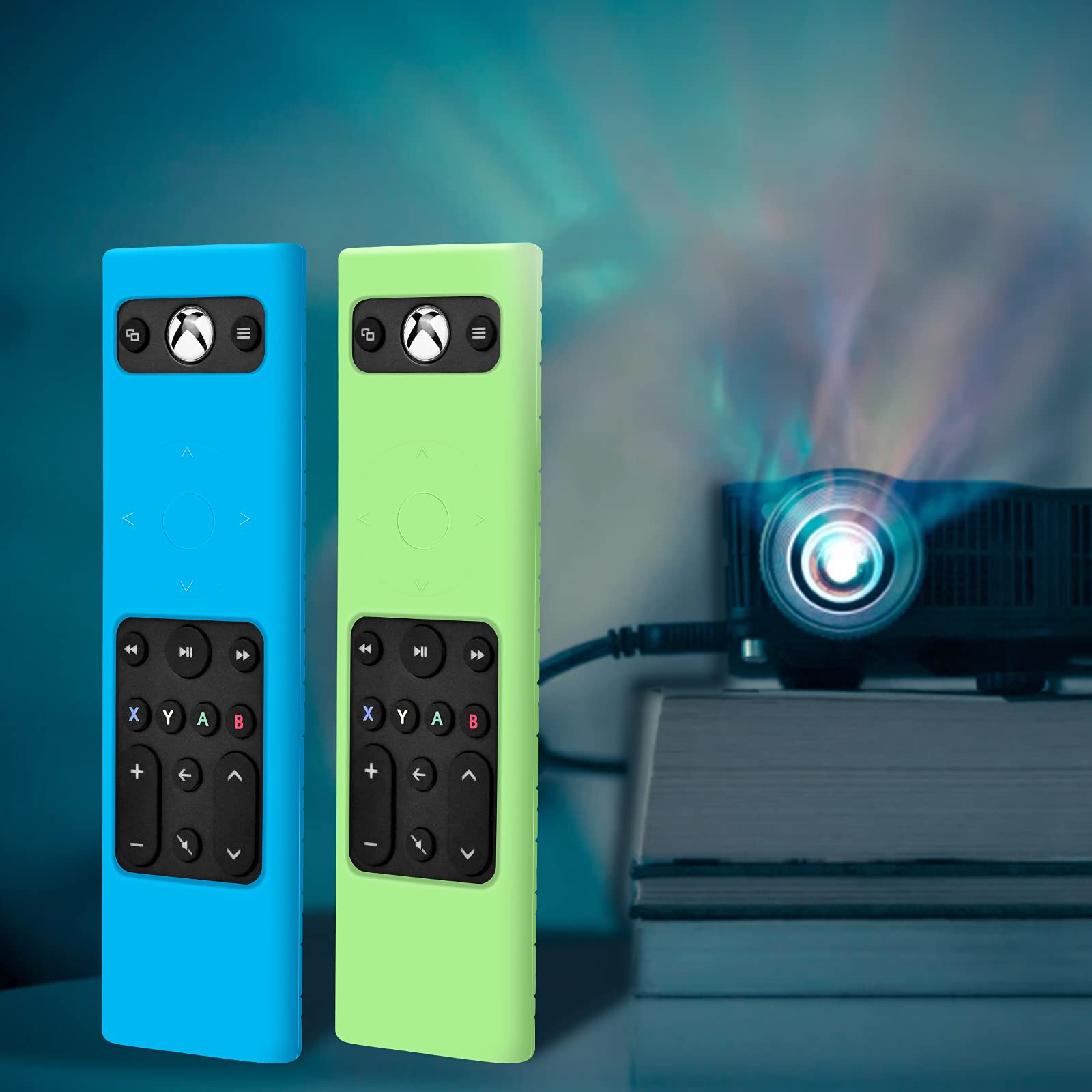 EVAHOM [2 Pack] Silicone Cases for PDP Gaming Multipurpose Media Remote Xbox Series X|SXbox OneXbox, Waterproof One Cover, Anti-Slip Shockproof Protective Sleeve Blue Green Glow in Dark