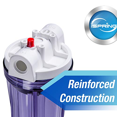 iSpring HC14+ FP15X2 Whole House Transparent Water Filter Housing 10" x FNPT Inlet/Outlet with 2 PP Filters (5 Micron), 1/2", Clear