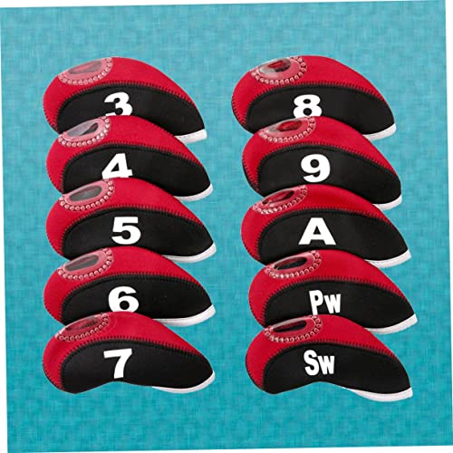 GAFOKI Golf Skort Golf Skort Golf Skort Golfing Accessories 10 pcs Red Golf Putter Headcover Club Covers Iron and Numbers with Neoprene Black Golf Iron Covers Golf Iron Covers Golf Iron Covers