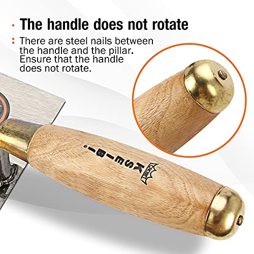 KSEIBI 281350 Narrow Bucket Brick Trowel Wooden Handle Square Tip Bricklaying Trowel (7Inch)