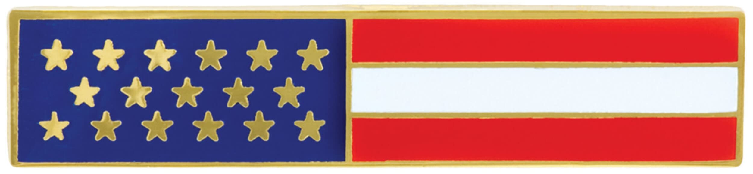 U.S. Flag Lapel Pin, Enameled & Plated, 2 Clutch Backs, 1-3/4x3/8" Regular/Clutch Back Blue Line 1-3/4 x 3/8"