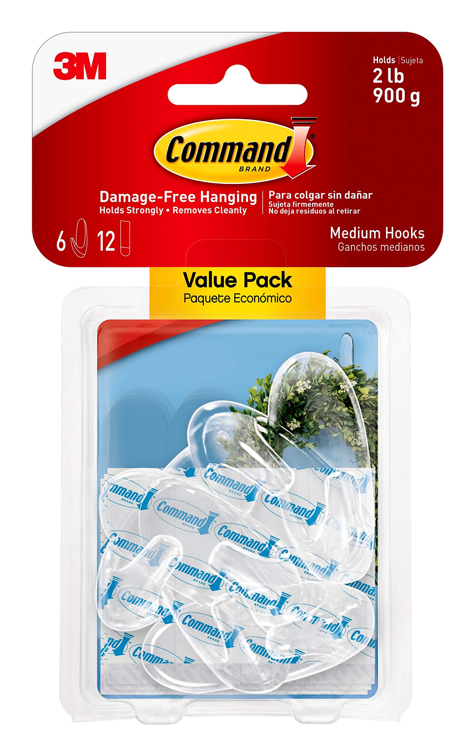 Command 17091CLR-VP Clear Strips, 2-Pack Medium, 12 Hook, Count