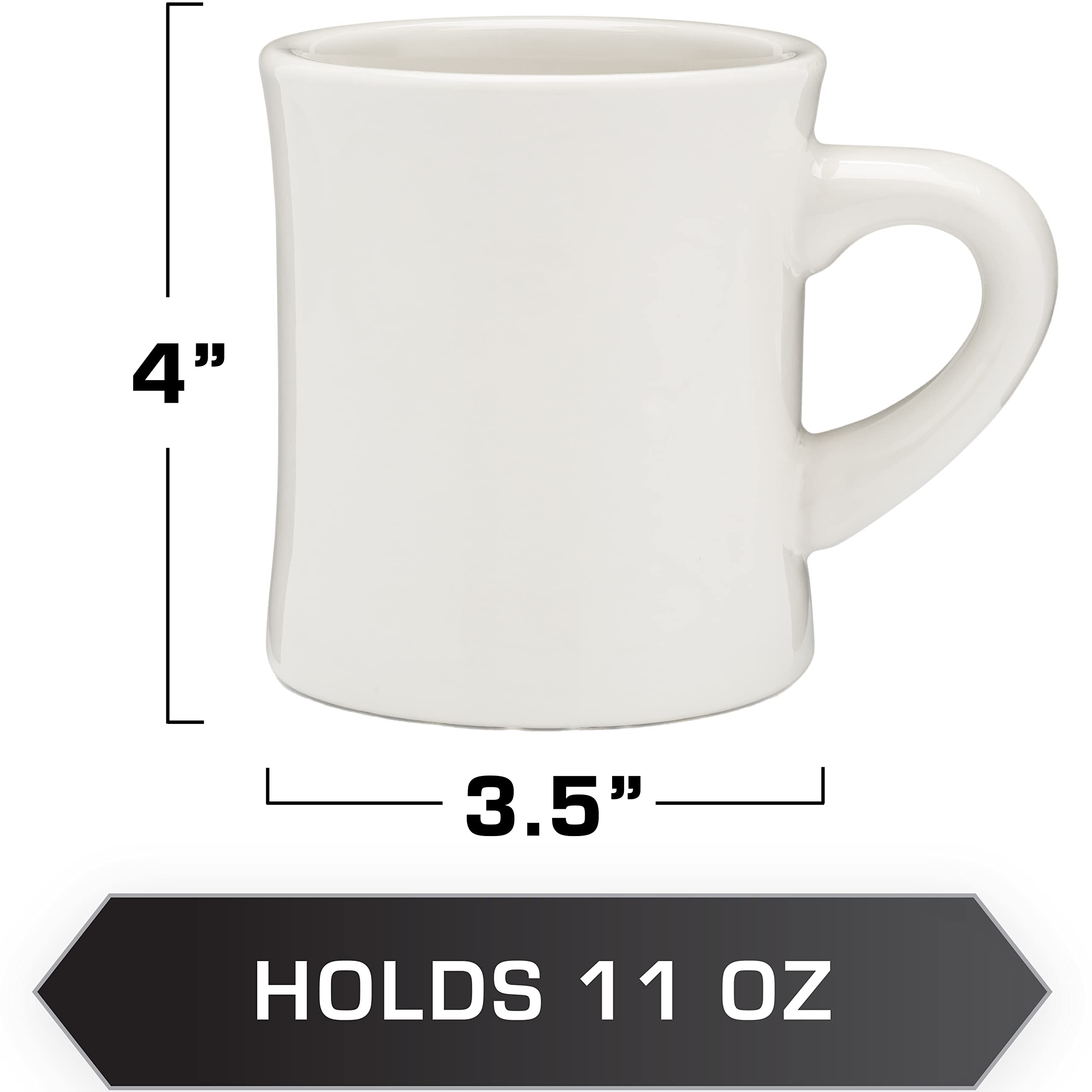 COLETTI Off White Coffee Mugs Set Of 6 β Diner Coffee Mug 11 oz β Mug Set, Stoneware Coffee Mugs, Coffee Cups Ceramic β Diner Coffee Mugs Heavy Retro Style β Dishwasher & Microwave Safe