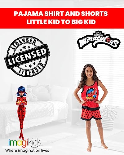 Miraculous Ladybug Little Girls Pajama Shirt and Shorts Polka Dots Red 7-8