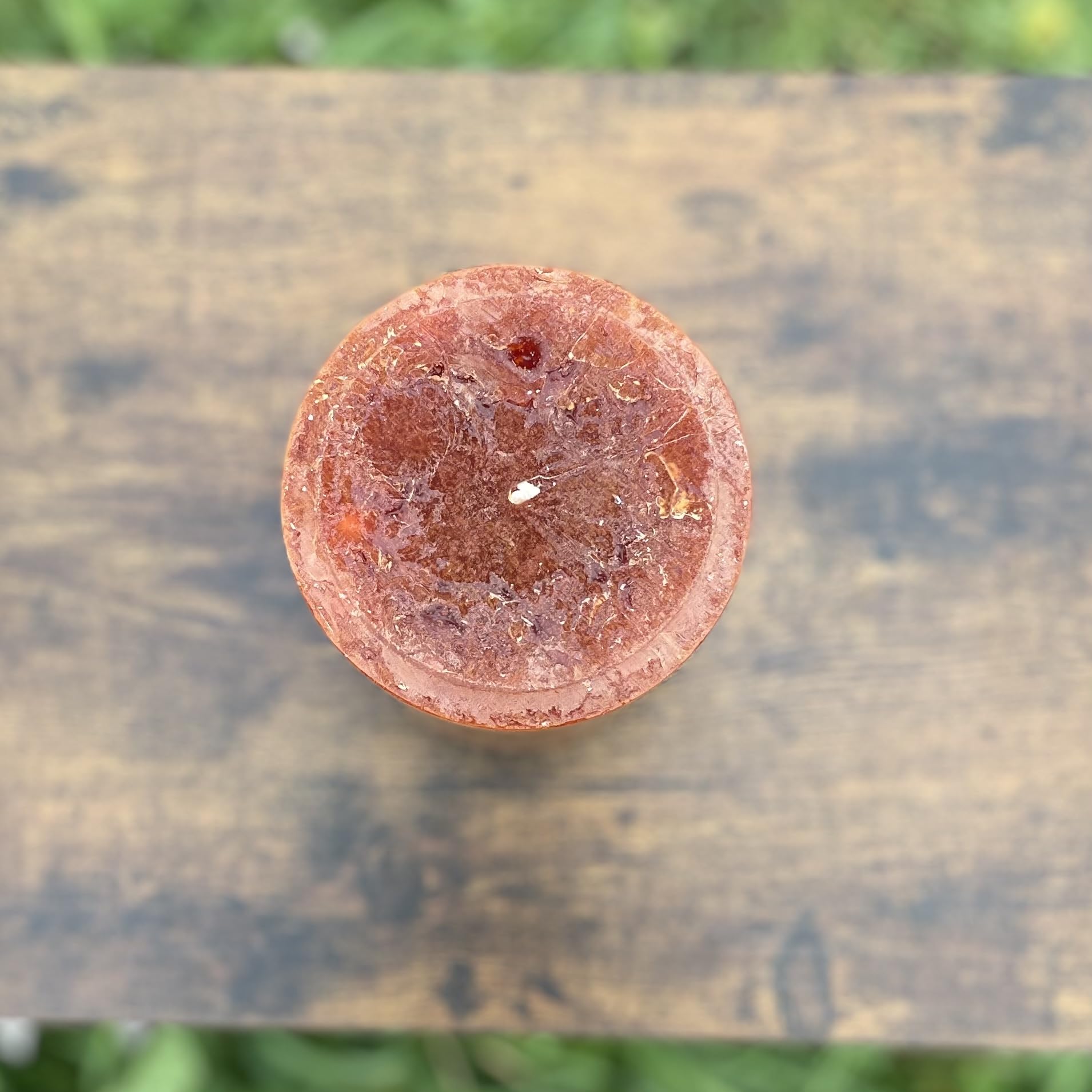 Rustic Textured Rusty Orange Brown Unscented Pillar Candle - Choose Size - Handmade Candle