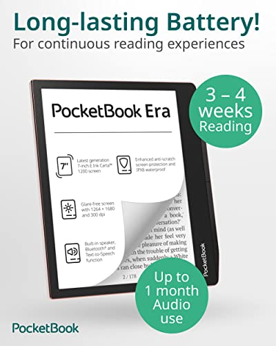 PocketBook Era E-Reader, Sunset Copper, 64GB | 7ʺ Glare-Free & Eye-Friendly Touch-Screen with E -Ink Technology | Waterproof | Text-to-Speech, Audio- & E-Book Reader | SMARTlight & Built-in Speaker