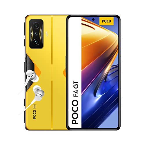 Poco F4 GT 5G + 4G LTE 256GB + 12GB Factory Unlocked 6.67" 120Hz 64Mp Triple Camera (Not Verizon Sprint Boost Cricket Metro At&T) + (w/Fast Car Charger Bundle) (Cyber Yellow)