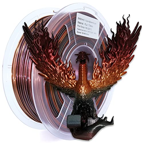 SIKENHO PLA Filament 1.75mm, 3D Printer Filament Silk Gold Shiny Red Black Filament, 3D Printing Filament 1kg Spool (2.2lbs), Dimensional Accuracy +/- 0.02mm, 3D Pen Filament Fit Most FDM Printer