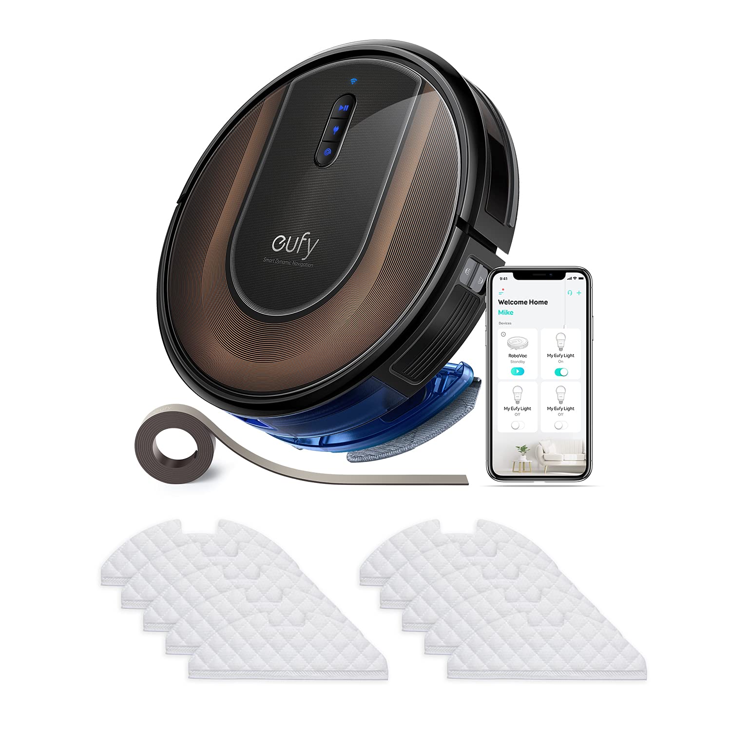eufy by Anker, by Anker, RoboVac G30 Hybrid, Robot Vacuum with Smart Dynamic Navigation 2.0, 2-in-1 Sweep and mop, 2000Pa Suction, Wi-Fi, Boundary Strips丨 RoboVac Disposable Mopping Cloths