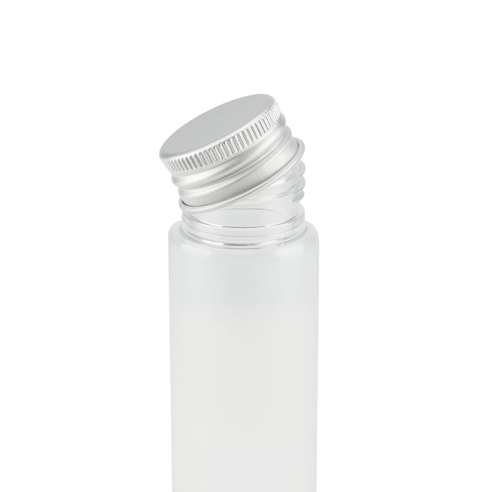 LEXININ 60 PCS 110ml Clear Plastic Test Tubes with Lid, Plastic Test Tubes with Screw Caps, Flat Bottomed Test Tubes