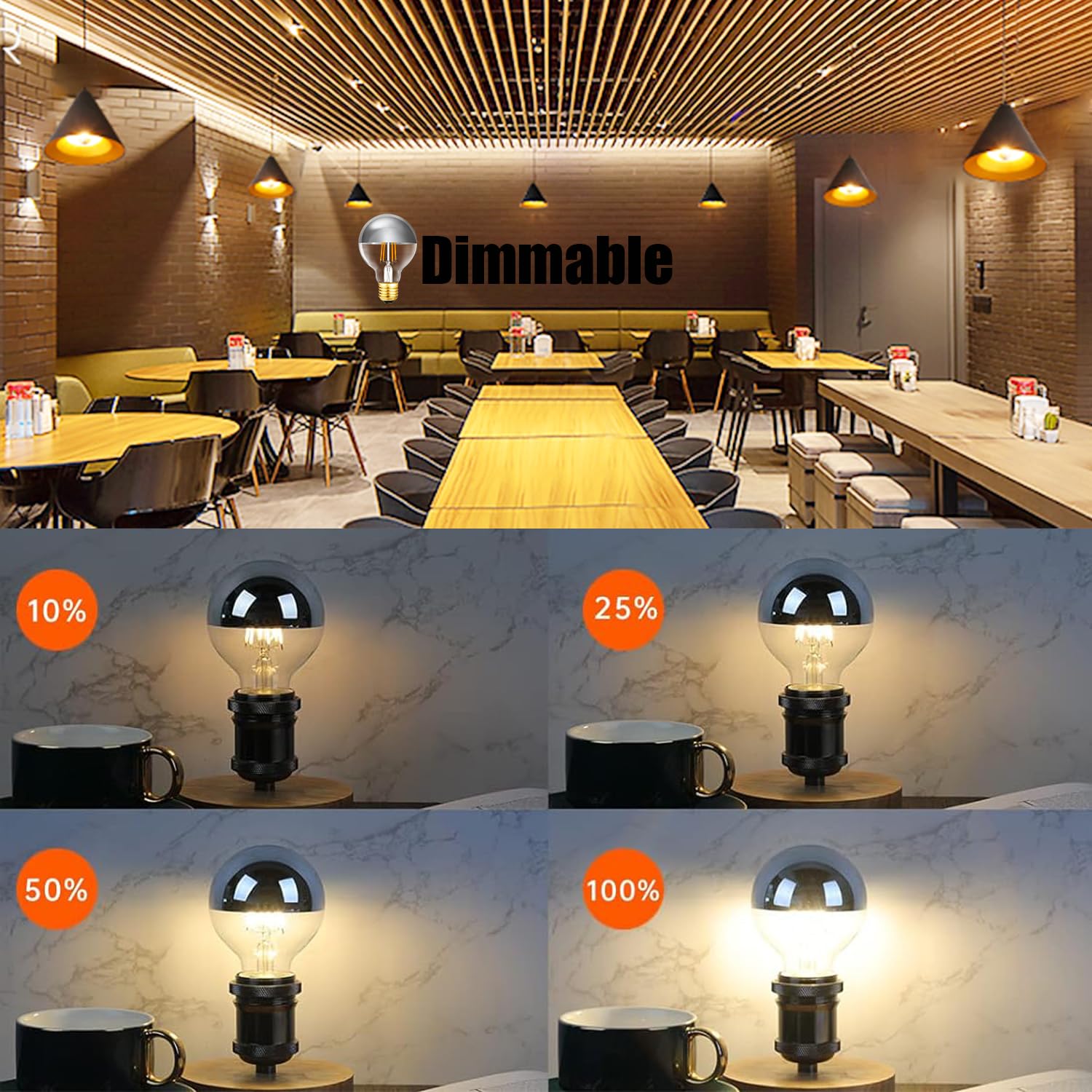 LVYE G25 LED Light Bulb E26 Base Matt Opal Porcelain Soft White 3000K Dimmable Edison 6W Led Globe Bulb,600LM,60 Watt Equivalent,Outside Frosted Glass,G80 Vintage LED Edison Globe Light Bulb,4 Pack.