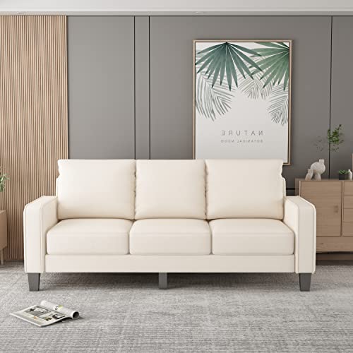 Lepfun Large Sofa, Three-seat Sofa Classic Tufted Chesterfield Settee Sofa Modern 3 Seater Couch Furniture Tufted Back for Living Room (Beige)