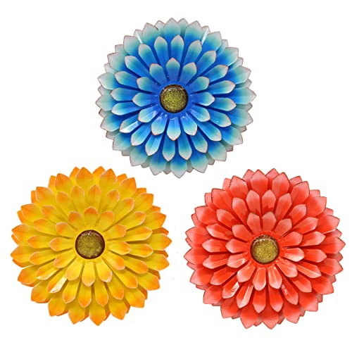 Goodeco Metal Wall Art Flowers - Sunflower Gifts for Women- Large Iron Floral Wall Decor for Balcony/Patio/Porch/Office/Bedroom/Living Room,Best Wall Decor Gift idea 13" (3pack)