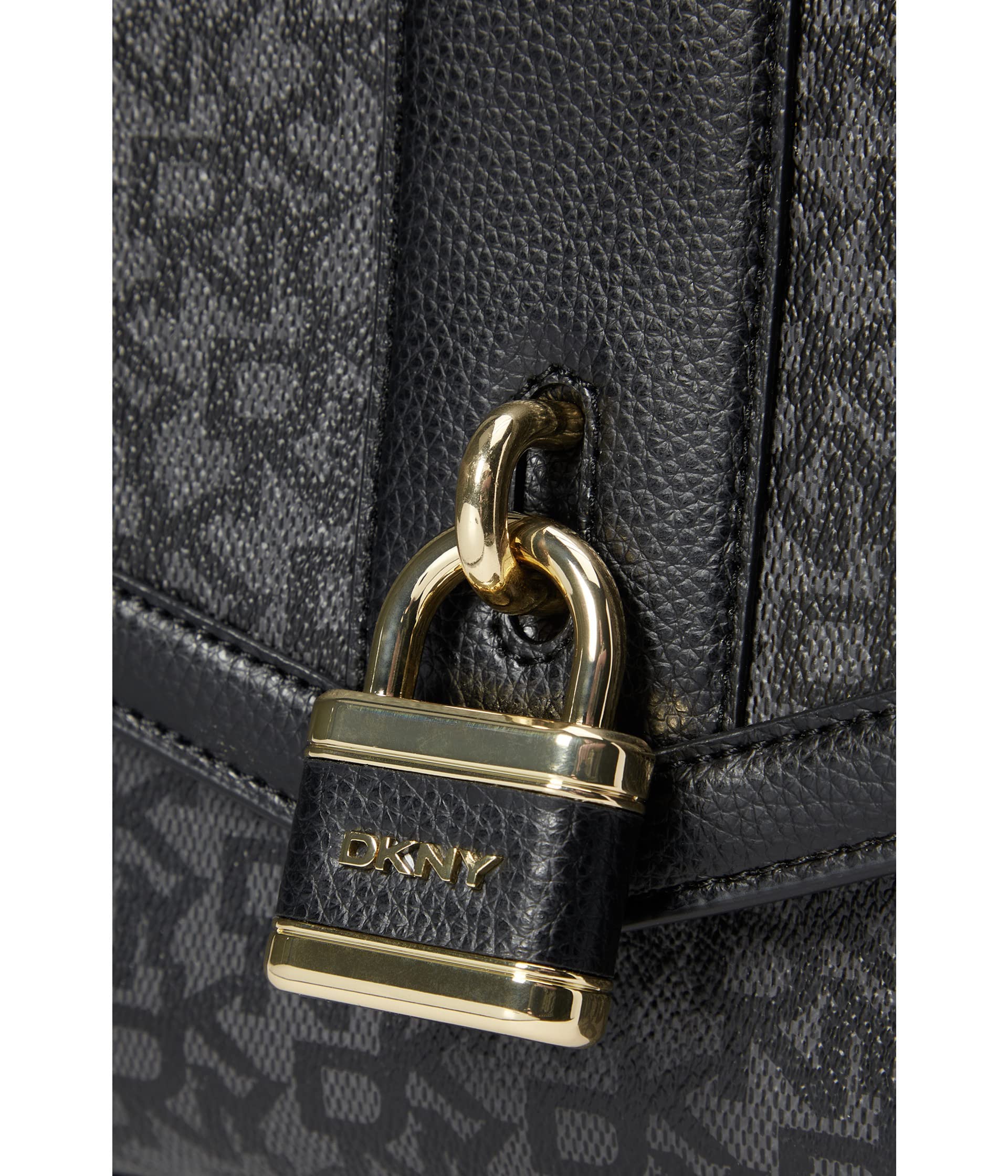 DKNY Ella Large Flap Shoulder Bag Black Logo One Size
