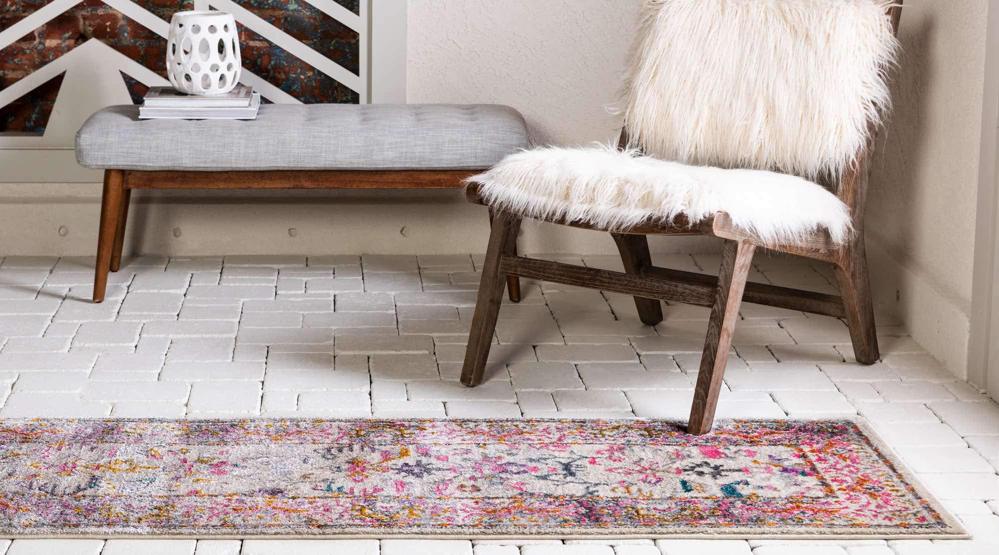 Unique Loom Aurora Collection Over-Dyed, Abstract, Botanical Southwestern, Transitional Area Rug, Rectangular 9' 0" x 12' 0", Beige/Pink