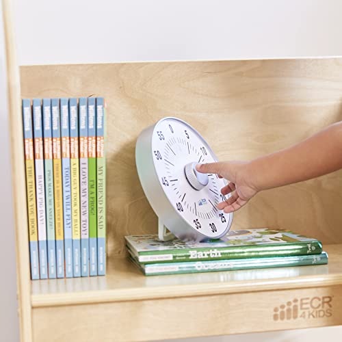 ECR4Kids Mobile Book Cart with Countdown Timer, Classroom Bookshelf, Natural