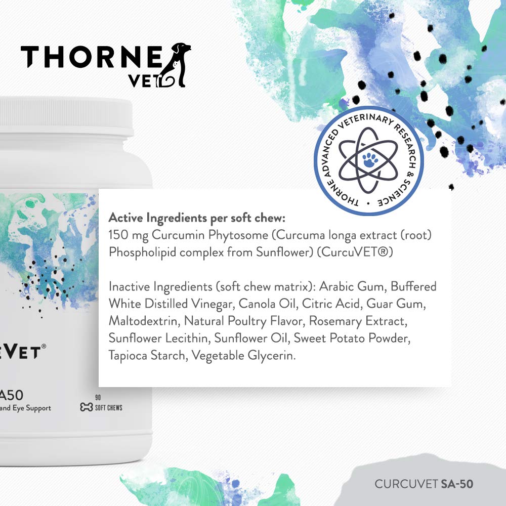 ThorneVet CurcuVET-SA50 β Joint, Muscle, Liver & GI Support for Small Dogs & Cats, 90 Soft Chews