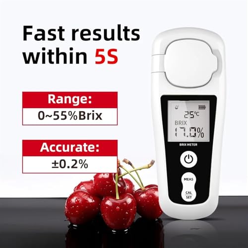 KYKYK Refractometer, Digital Brix Refractometer Range 0-55% Accuracy ±0.2% Portable Handheld Measures Sugar Content in Honey Wine Beer Liquids for Fruit, Homebrewing, Juice, Vegetables