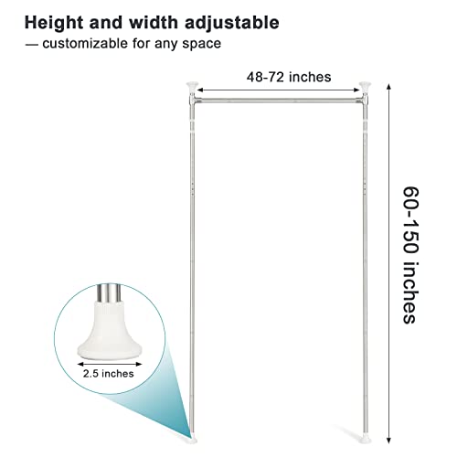 HOSKO Curtain Divider Stand - 48 to 72 inches Expandable Room Divider,Damage Free Freestanding Vertical Tension Stand