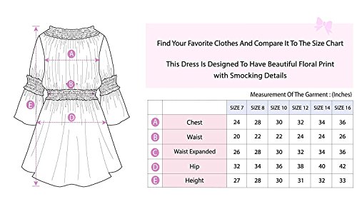 Smukke, Big Girls Tween Beautiful Printed Chiffon Off The Shoulder Long Sleeves Fall Dresses (Multiple Colors), 7-16 (16, Navy Multi)