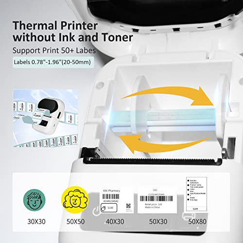 LERANDA Label Maker, Portable Bluetooth Thermal Label Printer for Barcode, Clothing, Organizing, Small Business, Office, Home, Easy to Use, Support with iOS & Android, with 1.96x1.18 inch Label
