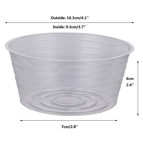 Idyllize 10 Pieces of 4 Inch Clear Thin Deep Plastic Plant Saucer Drip Tray for Pots (4'')