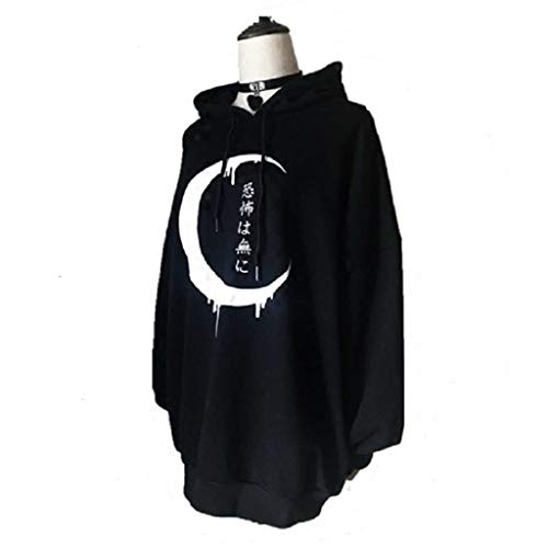 Women Loose Gothic Punk Moon Print Long Sleeve Hoodie Mitiy Sweatshirt Print Pullovers