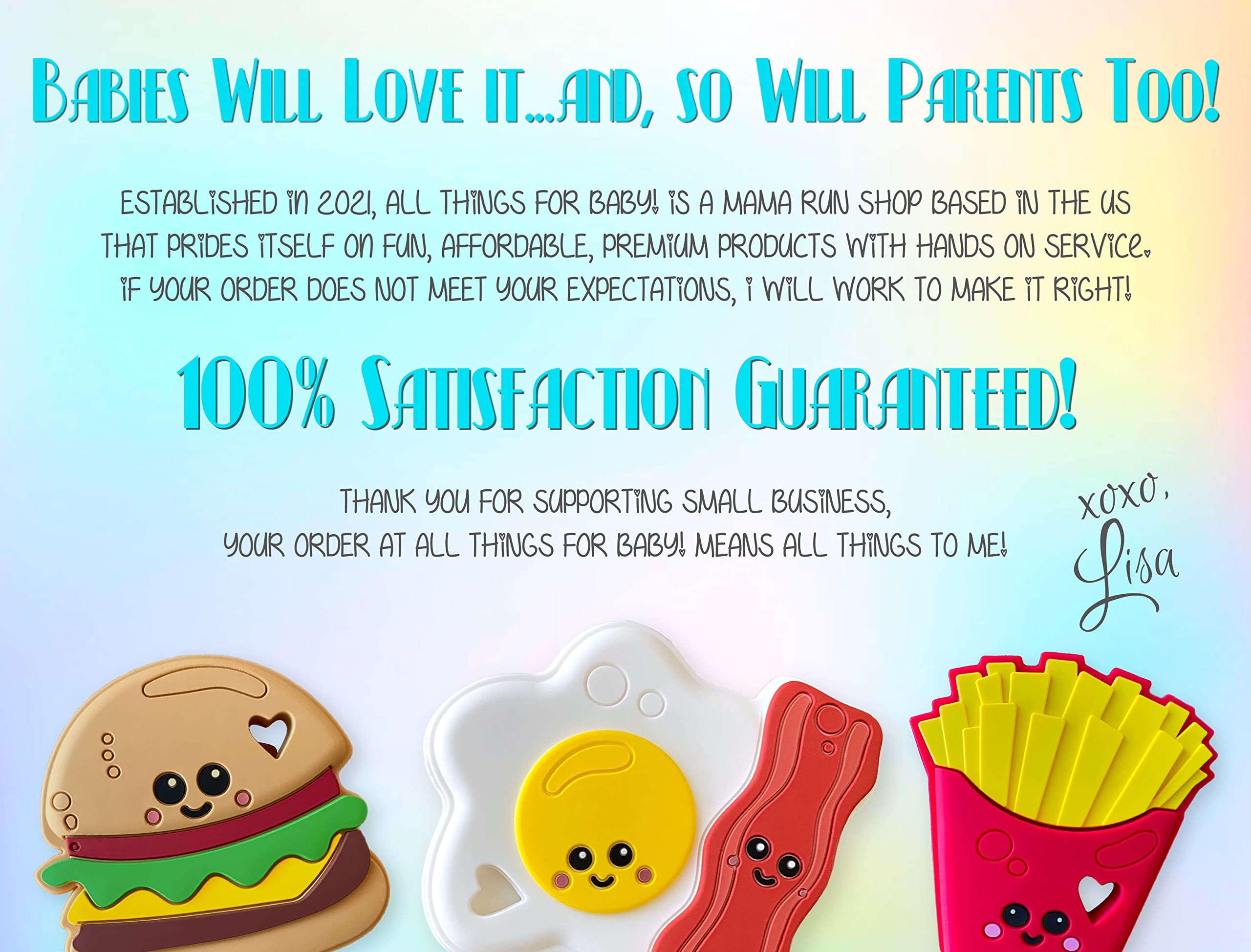 Happy Hamburger Silicone Teething Toy! 100% Safe, Non-Toxic, BPA Free and Effective for Teething Pain Relief...Happy Burger Designed for a Happy Baby!
