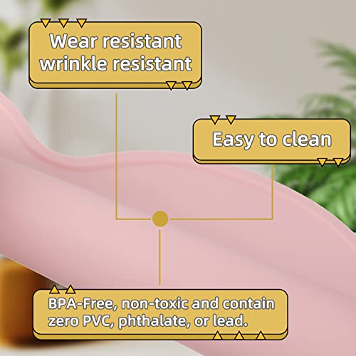 Silicone Placemats with Food Catching Pockets - 15 x 10” Home and Restaurant Table Mat - Non-Slip Suction Placemat for Toddlers (Pink)