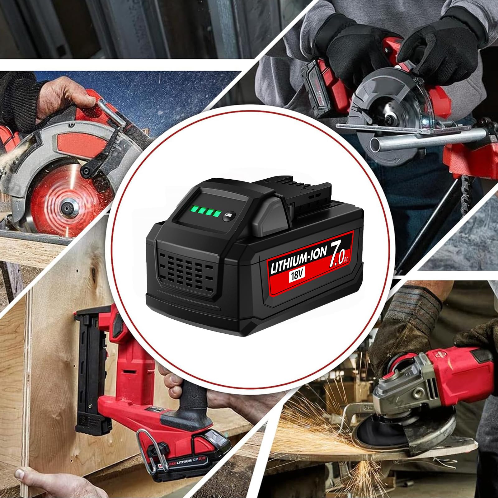 JUNWOOD 7.0Ah 18V Replacement for Milwaukee M18 Battery Compatible with 48-11-1810 48-11-1820 48-11-1850 48-11-1828 48-11-1860 48-11-1880 Cordless Tools