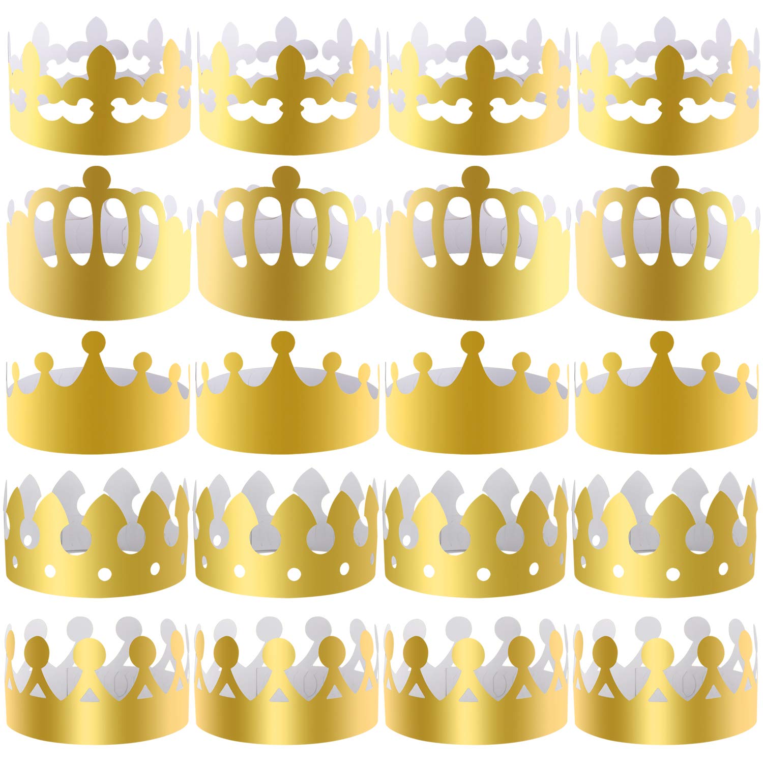 SIQUK Gold Paper Crowns, 25 Pieces Party King Crown Paper Hats for Party, Bridal Shower, Wedding, Graduation, Birthday, 59-61cm, Gold