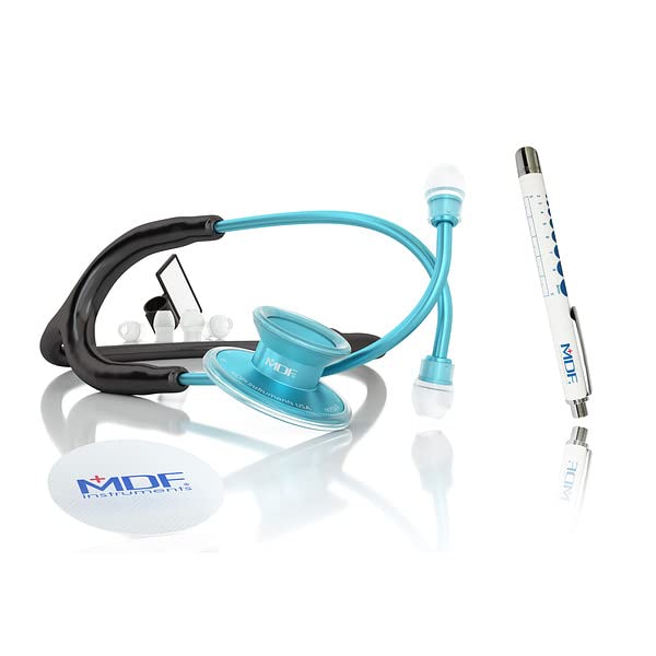 MDF Instruments, Acoustica Lightweight Stethoscope for Doctors, Nurses, Students + MDF LUMiNiX Illuminator Medical Professional Diagnostic Penlight