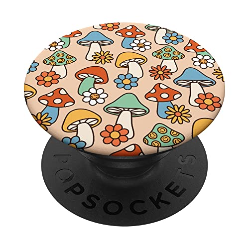 Hippie Mushroom Flower 60s 70s Floral Cottagecore Aesthetic PopSockets Swappable PopGrip
