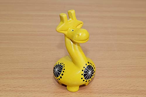 Handmade From Africa - Soapstone Giraffe - Handmade in Kenya - Figurine Sculpture - 4 Inches Height, Pineapple Yellow, SS10