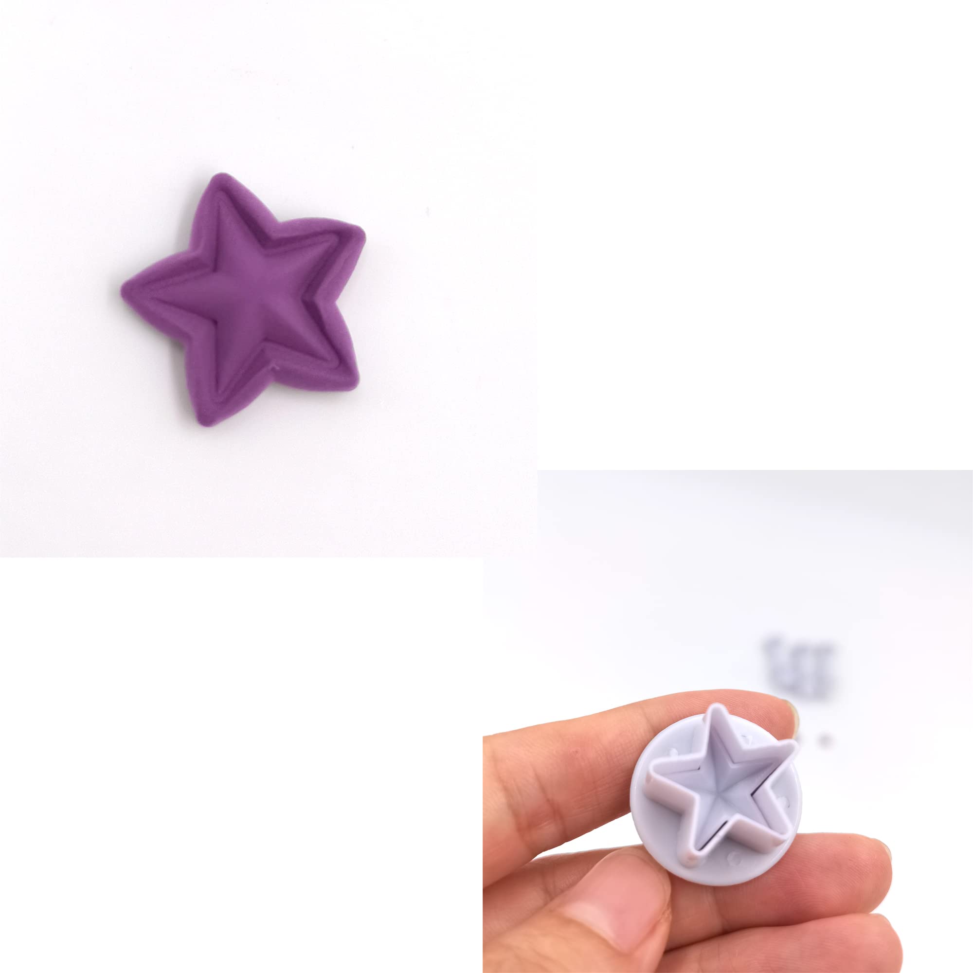 Gobaker 3D Star Fondant Plunger Cutter Set Sugarcraft Cake Cookies Cupcake Decorating Tool DIY Mold,Mini,4-Pack