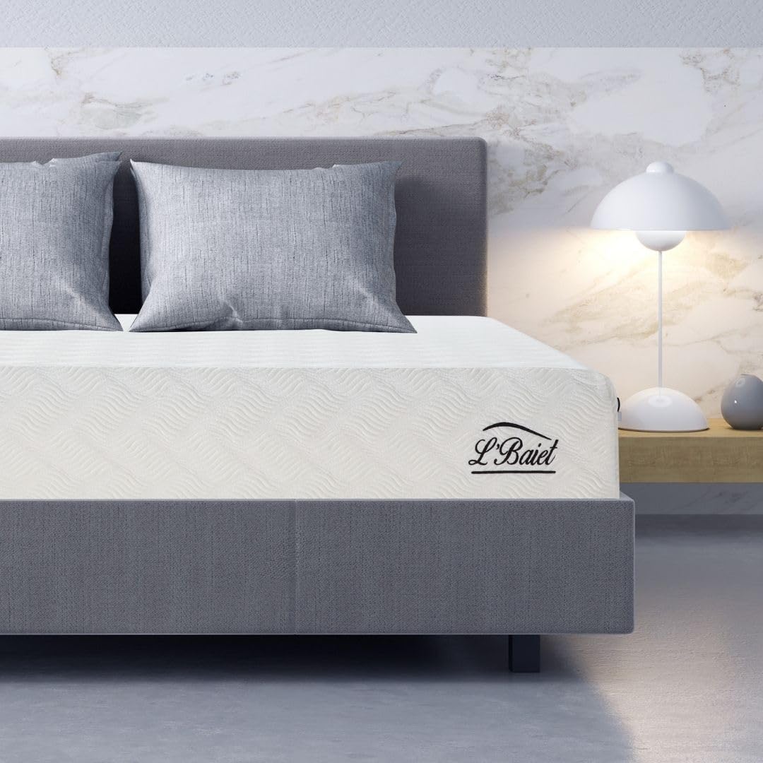 L’Baiet 10” Gel Memory Foam Mattress, Full Size/Bed in a Box/Medium Firm/Breathable Cooling-Gel Comfort Technology/Pressure Relief/Comfy Support/Soft Fabric Cover/CertiPUR-US Certified