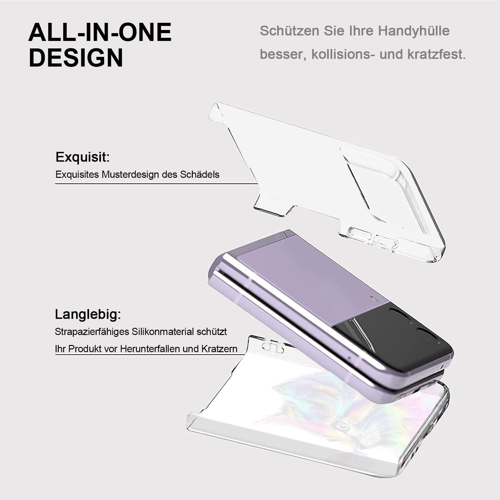 Compatible with Samsung Galaxy Z Flip 4 Case Clear Slim Protective Cases Cat TPU Z Flip 4 Back Cover Full Body Protector Animal Thin Phone Case for Samsung Galaxy Z Flip 4 5G 6,7” (B)
