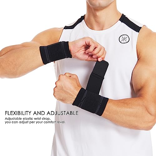 HiRui Wrist Brace/Wraps Wrist Compression Strap and Support for Work Fitness Weightlifting Sprains Tendonitis, Carpal Tunnel Arthritis, Pain Relief, Adjustable Wristbands 2 PACK (Black, M)