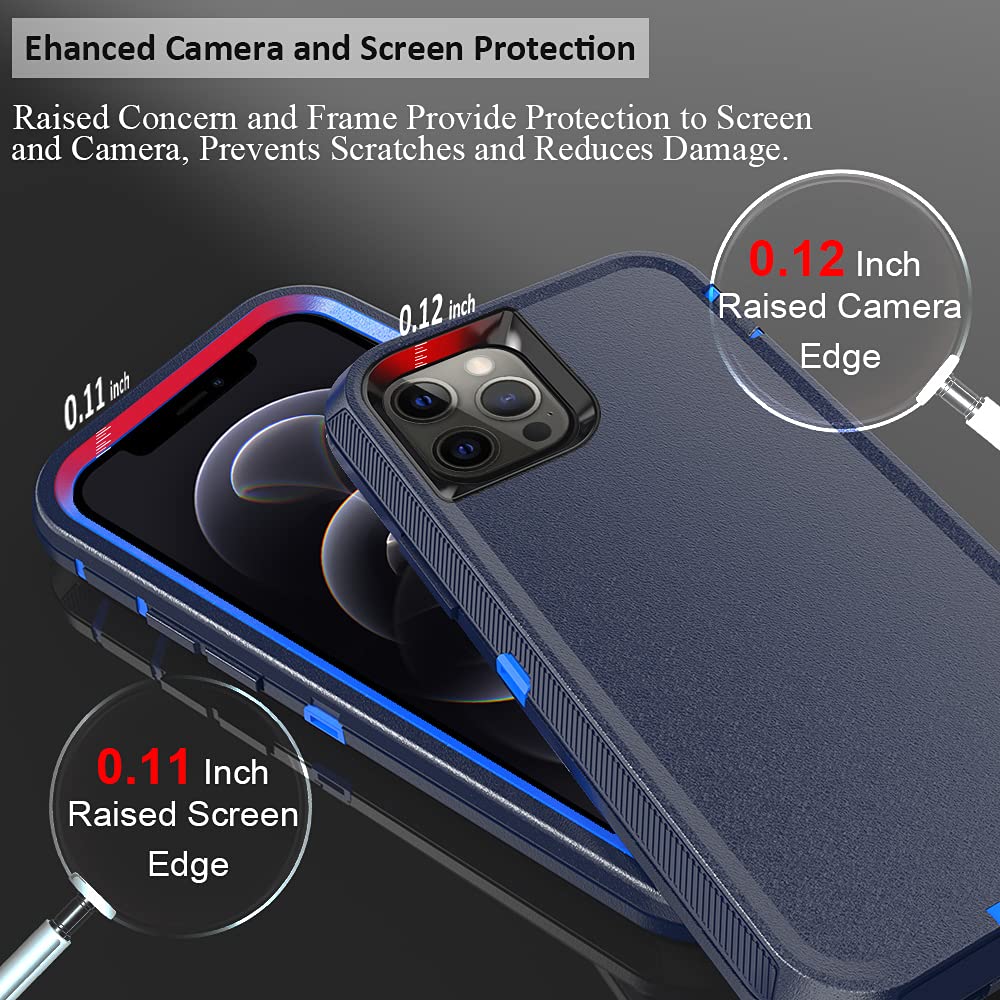 Compatible with iPhone 13 Pro Max 6.7 inch Case,with Screen Protectors,Heavy Duty Rugged Shockproof Full Body Protection Kickstand Case with Belt Clip Holster for iPhone 13 Pro Max (Blue)