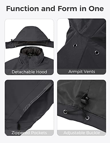 Wantdo Men's Snowboard Waterproof Rain Jacket Cold Weather Snow Gear Gray M