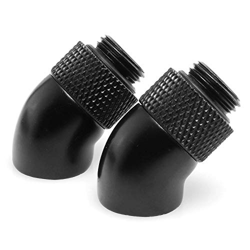 DGZZI 45 Degree Angled Fitting 2PCS G1/4" 45 Degree Black Male to Female Rotary Extender Fitting for Computer Water Cooling System