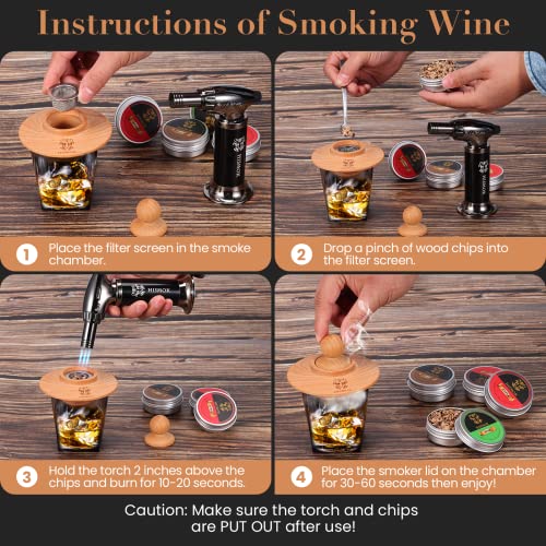 HISMOK Cocktail Smoker with Stainless Steel Screen Filter - Old Fashioned Drink Smoker Infuser Kit for Infuse Cocktails, Whiskey, Bourbon