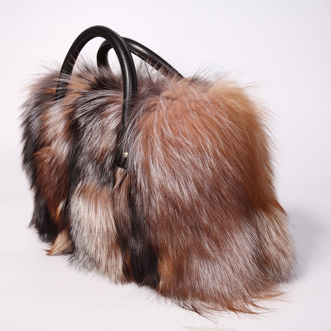 URSFUR Women's Winter Handbag Real Fox Stachel Bag Purse