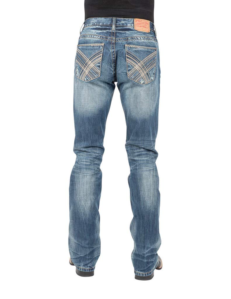 Stetson Men's 1014Rocker Fit Bootcut Jeans Blue 34W x 36L