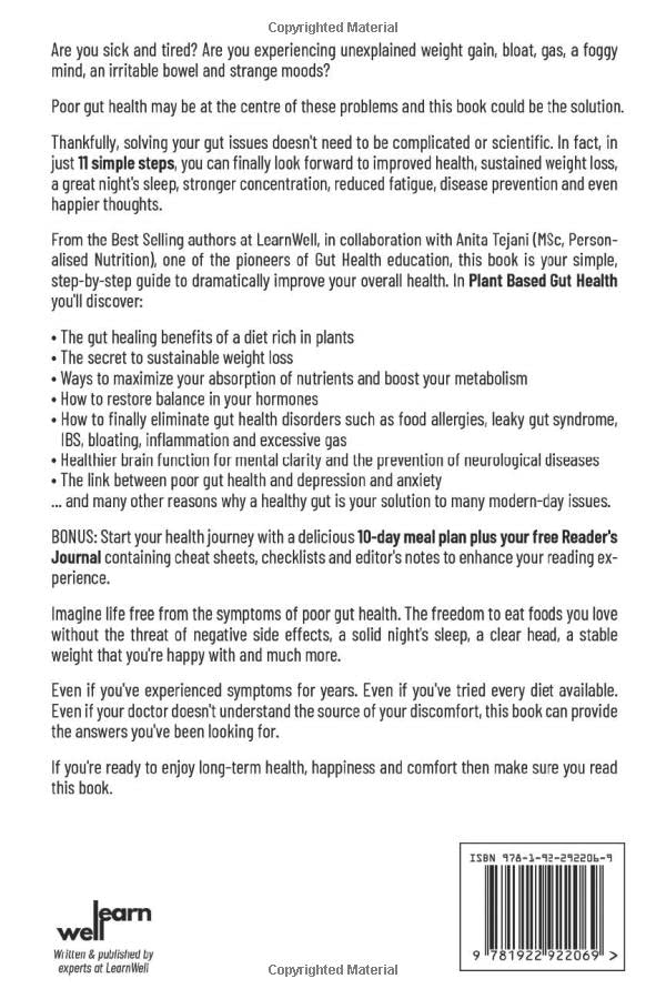 Plant Based Gut Health Book: 11 Simple Steps to Lose Weight, Eliminate IBS, Gas & Bloating & Restore Your Health
