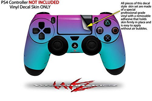 WraptorSkinz Skin Compatible with Sony PS4 Dualshock Controller PlayStation 4 Original Slim and Pro Smooth Fades Neon Teal Hot Pink (Controller NOT Included)