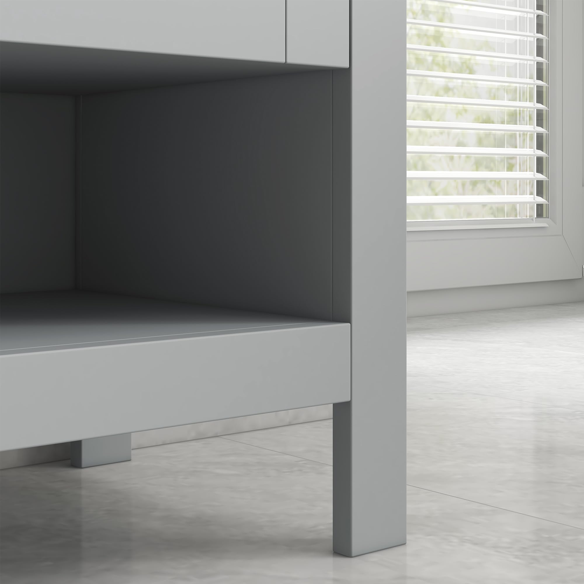 kleankin Pedestal Sink Storage Cabinet, Under Sink Cabinet, Bathroom Vanity Cabinet with Adjustable Shelf and Open Bottom Shelf, Gray