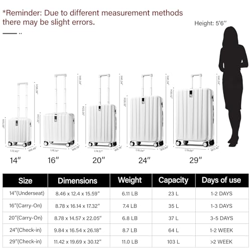 Hanke 20/29 Inch 2 Piece Luggage Sets PC Lightweight Hardshell Suitcases with Spinner Wheels & TSA Lock, Extra Large Rolling Travel Luggage, Nestable Storage 2 Piece Set 20/29(Cuba Sand)