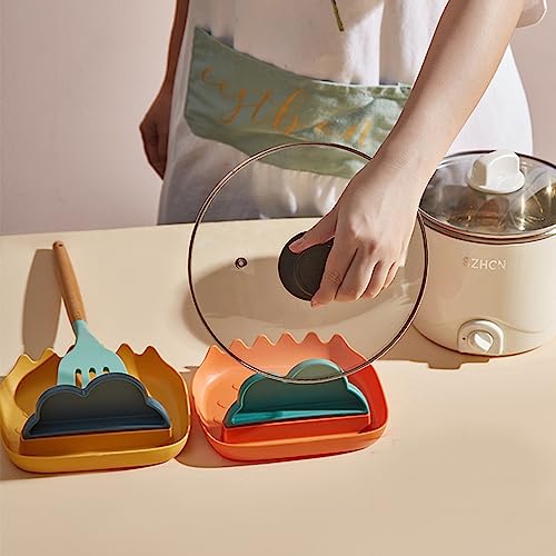 Cute Cloud Shape Spoon Rest for Kitchen Counter,Cooking Ladle/Spatula/Spoon/Chopsticks Holders,Fork Spatula Rack Shelf Kitchen Utensil Lid Holder (Orange)